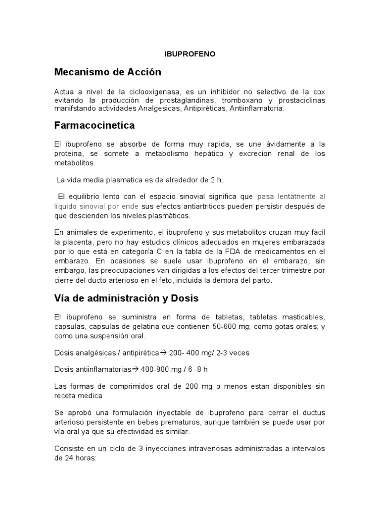 IBUPROFENO | PDF | Droga anti-inflamatoria libre de esteroides | Drogas
