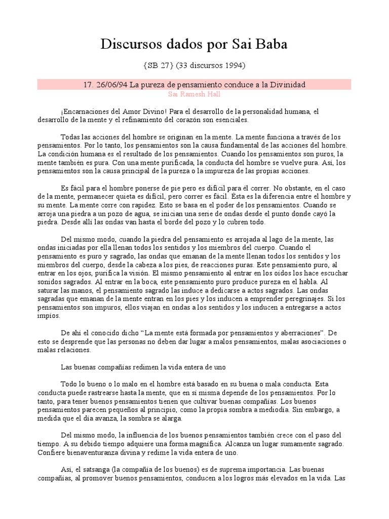 Pureza de Pensamiento y Divinidad | PDF | Dios | Mantman (hinduismo)