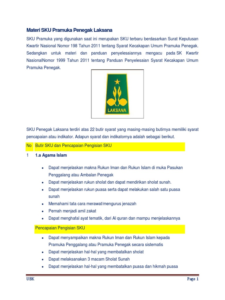 Jawaban Sku Pramuka Penegak Laksana | PDF