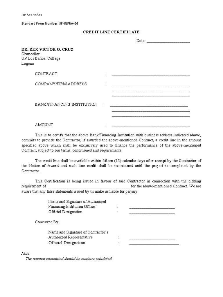 E - CREDIT LINE CERTIFICATE | PDF | Government Information | Common Law