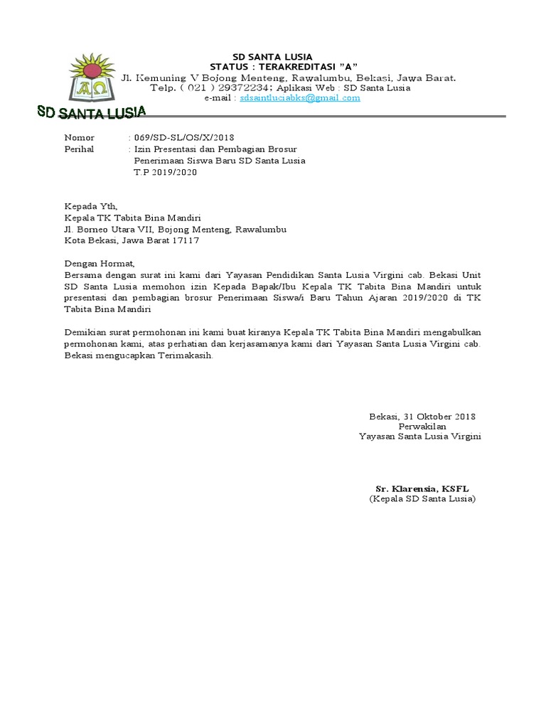 Surat Izin Presentasi PSB | PDF