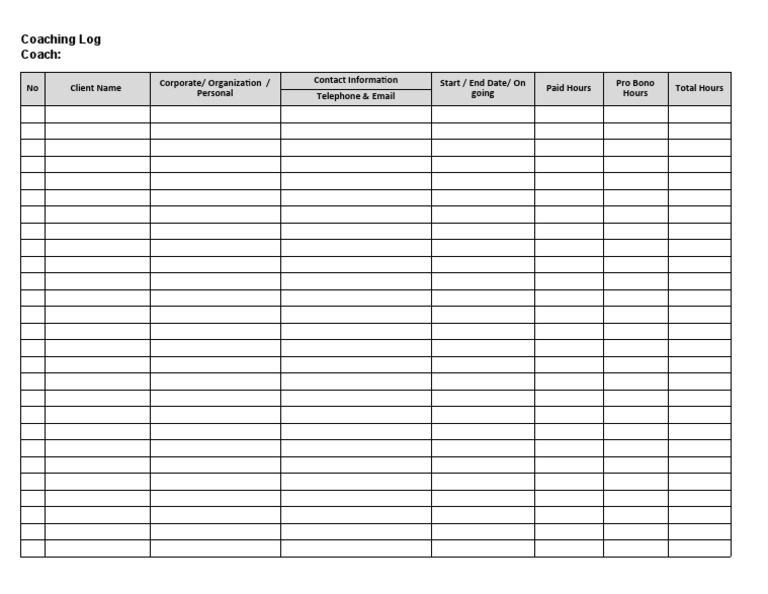 Coaching Log Template | PDF