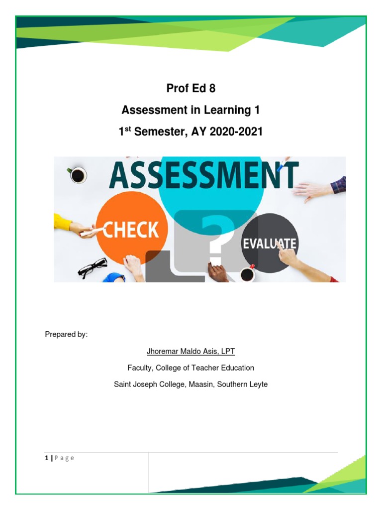Assessment in Learning 1 1 PDF | PDF | Educational Assessment | Teachers