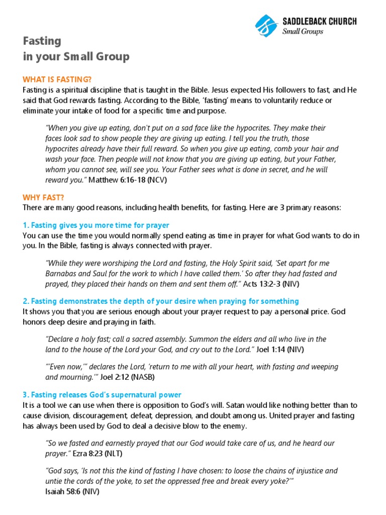 Fasting Guide for Small Groups | PDF | Fasting | Meal
