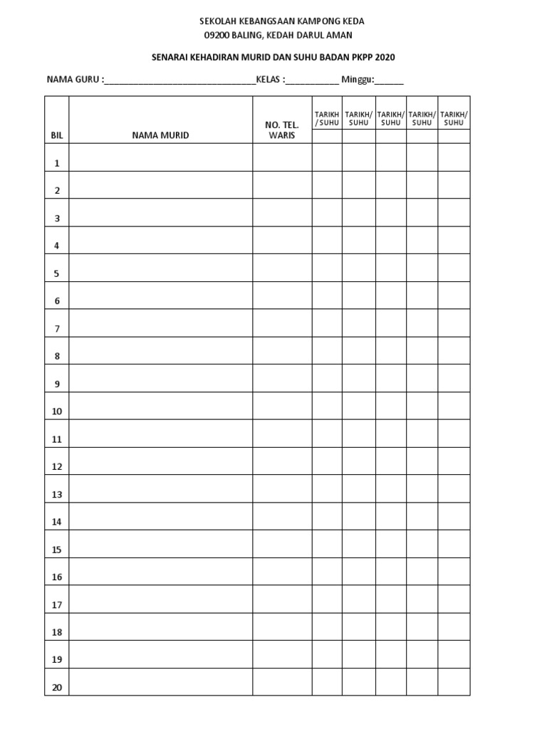 Jadual Kedatangan Murid PKPP | PDF