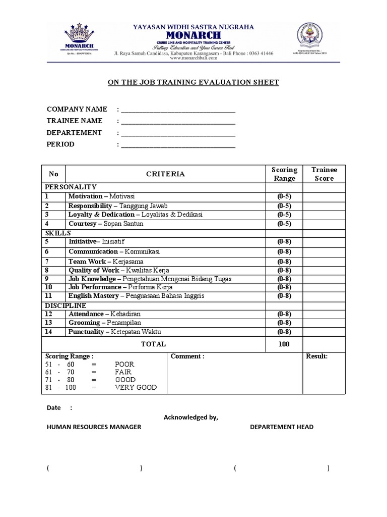 5.trainee Evaluation Form | PDF