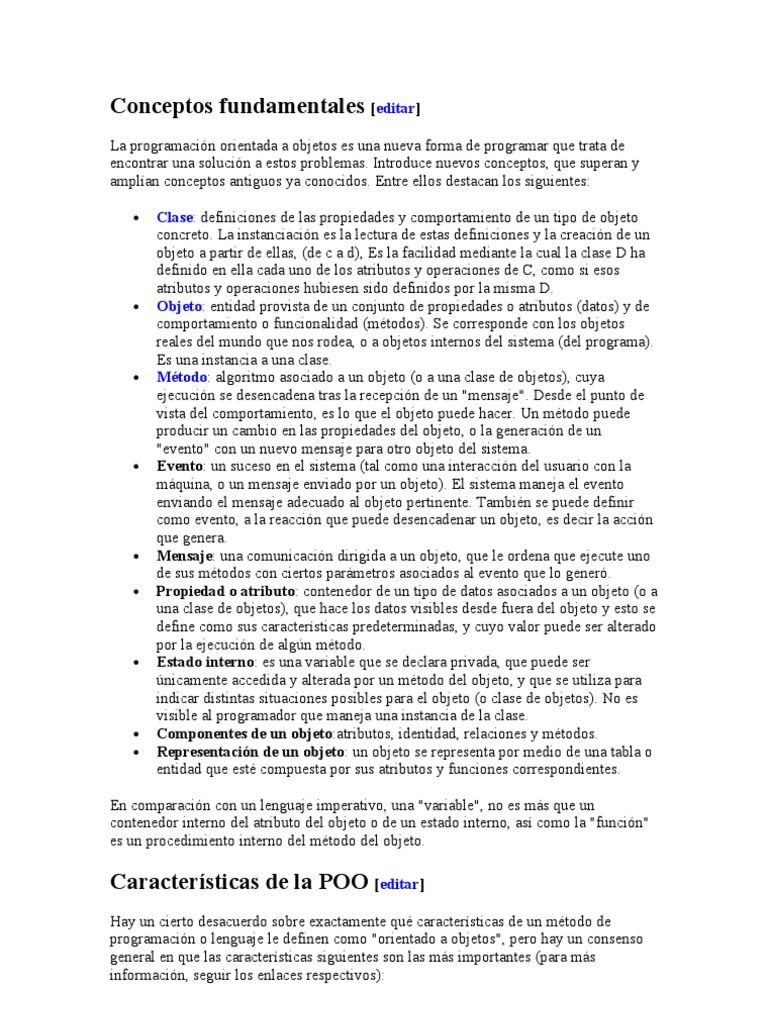 Conceptos Fundamentales de La POO | PDF | Objeto (informática ...