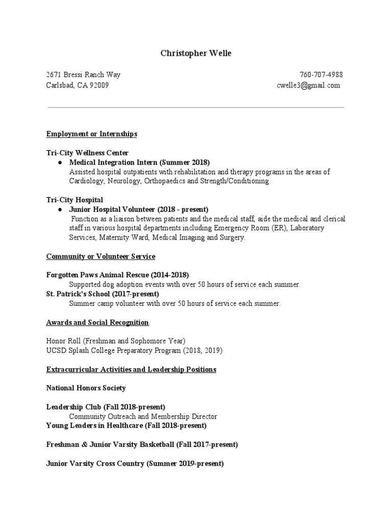 Christopher Welle's Resume Overview | PDF