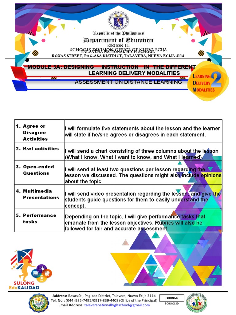 Module 3A: Designing Instruction in The Different Learning Delivery ...