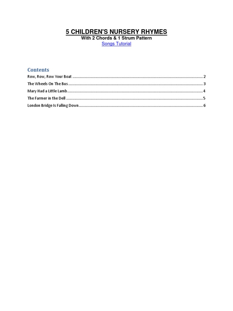 5 Nursery Rhymes with Chords Guide | PDF | Traditional Children's Songs ...