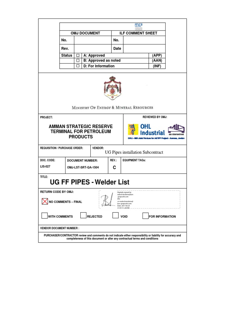 Amman Petroleum Terminal Welder List | PDF | Business