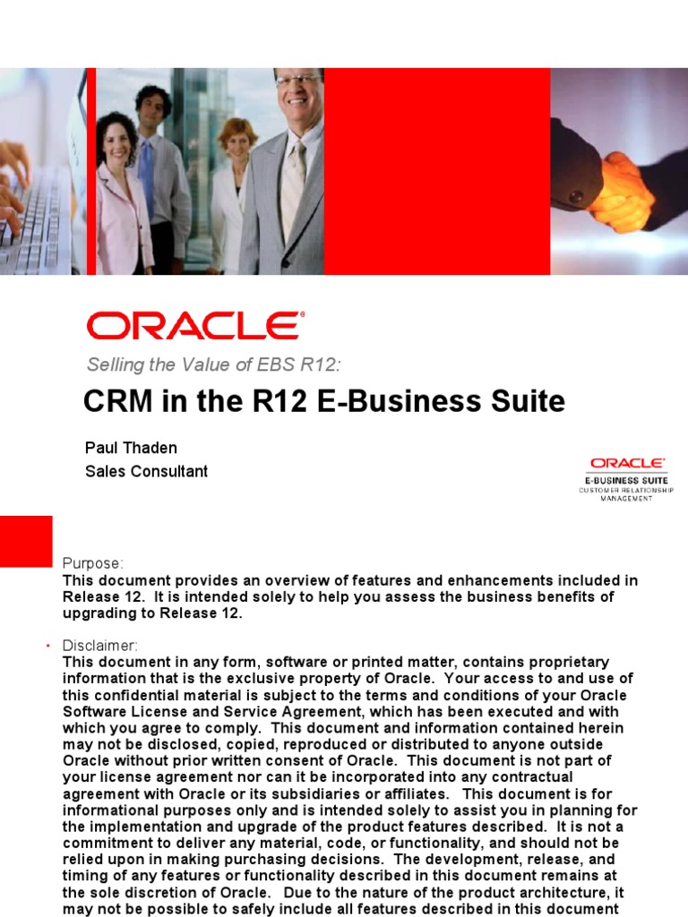 CRM in The R12 E-Business Suite | PDF | Sales | Customer Relationship Management