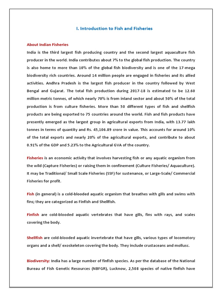 I. Introduction To Fish and Fisheries | PDF | Tuna | Bivalvia