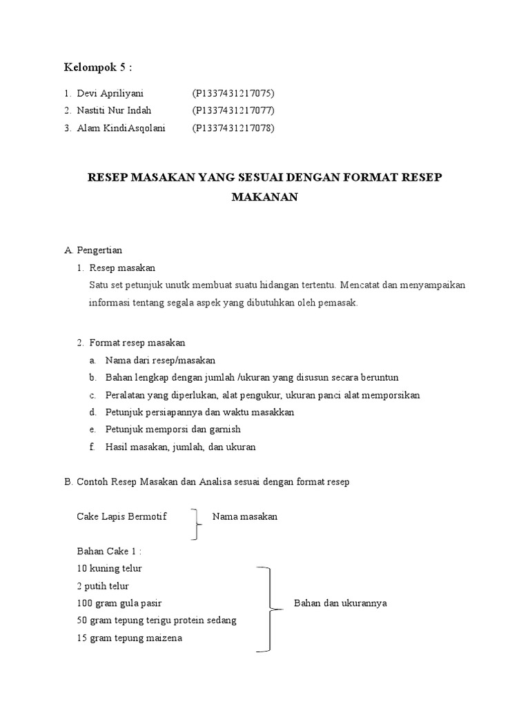 Resep Sesuai Format | PDF