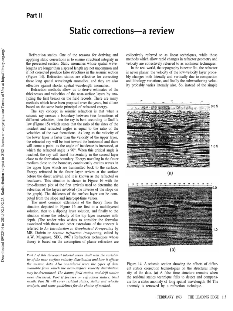 Static Correction II | PDF | Refraction | Errors And Residuals