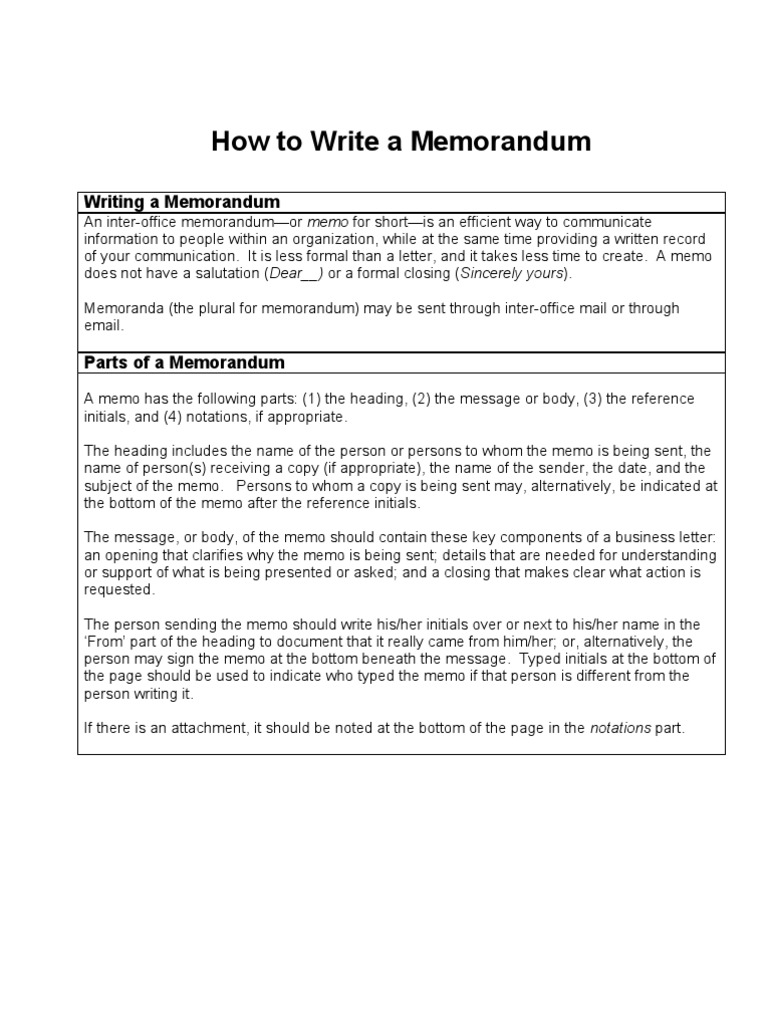 How To Write A Memorandum | PDF | Memorandum | Writing