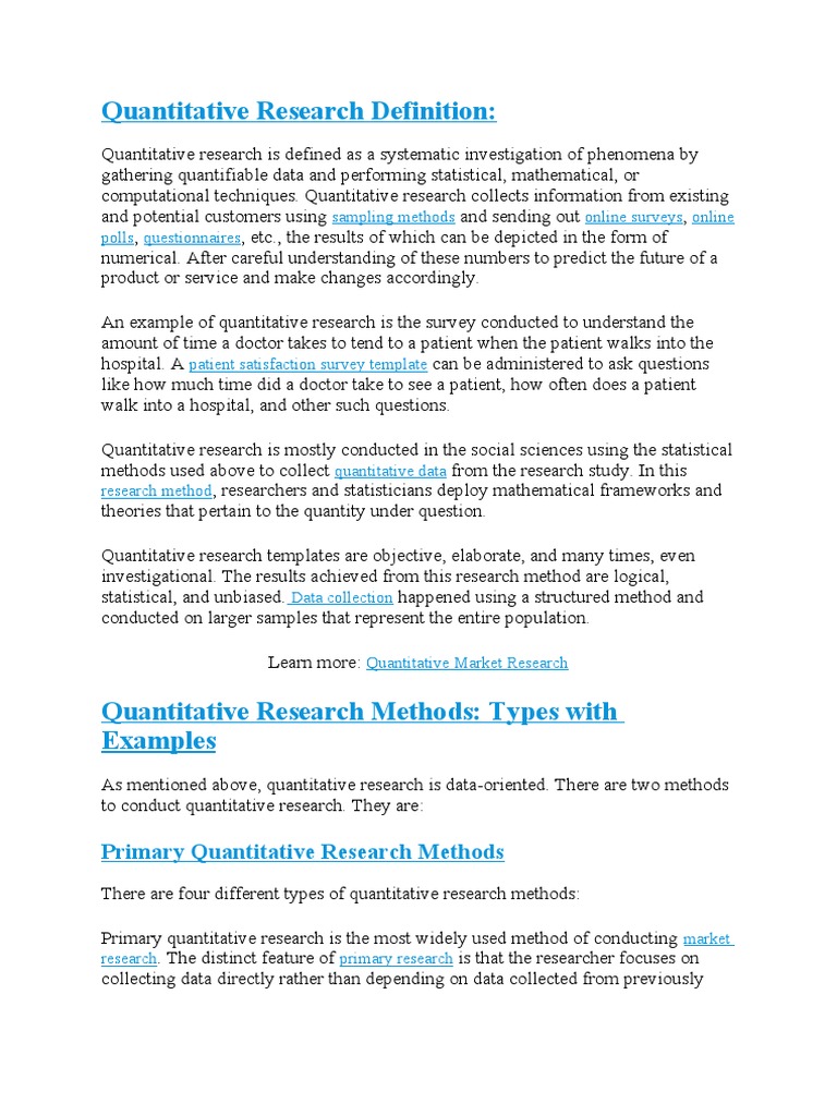 Quantitative Research Definition | PDF | Sampling (Statistics) | Survey ...