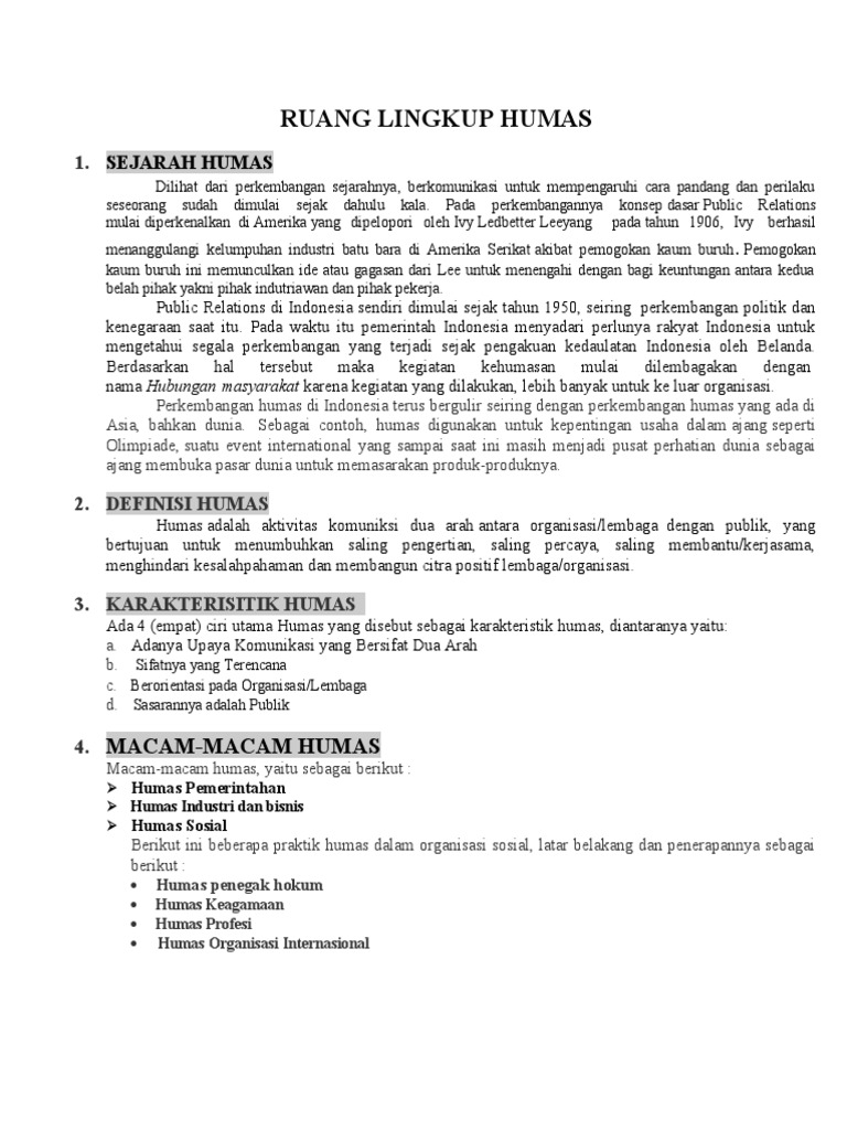 Ruang Lingkup Humas | PDF