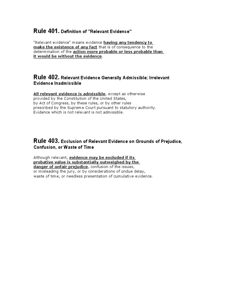Rule 401.: Definition of "Relevant Evidence" | PDF | Relevance (Law) | Plea