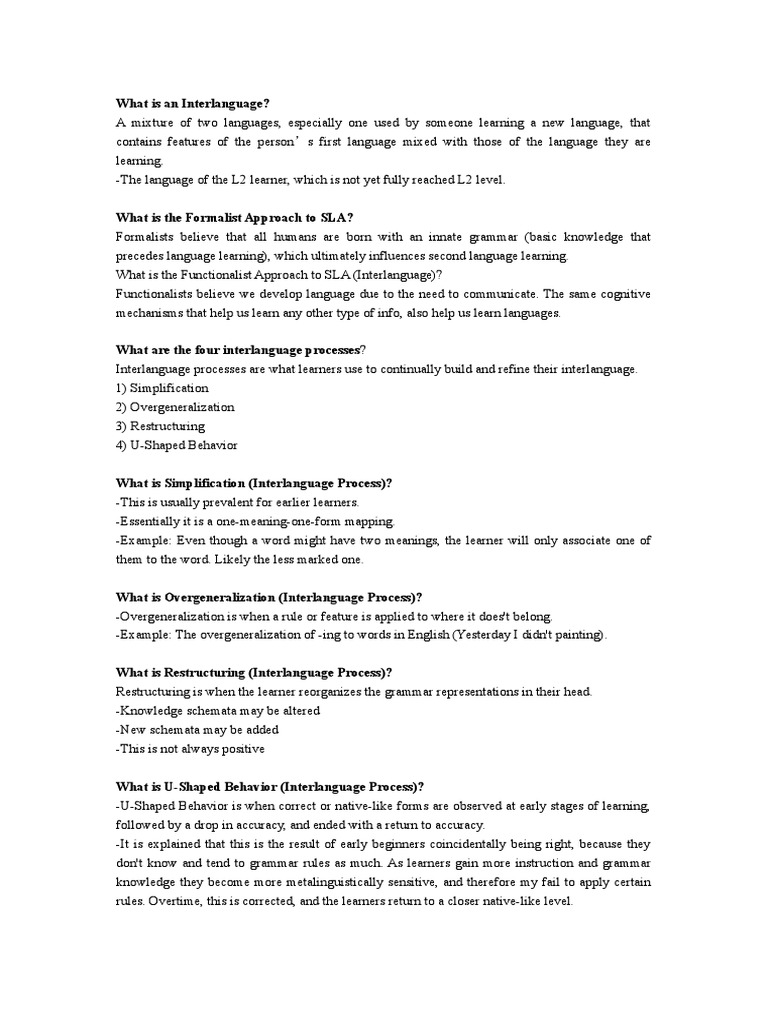 Development Of Learner Language Pdf Second Language Acquisition