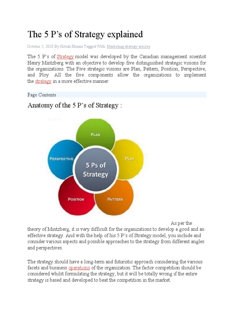 Henry Mintzbergthe 5 P's of Strategy Explained | PDF | Strategic ...