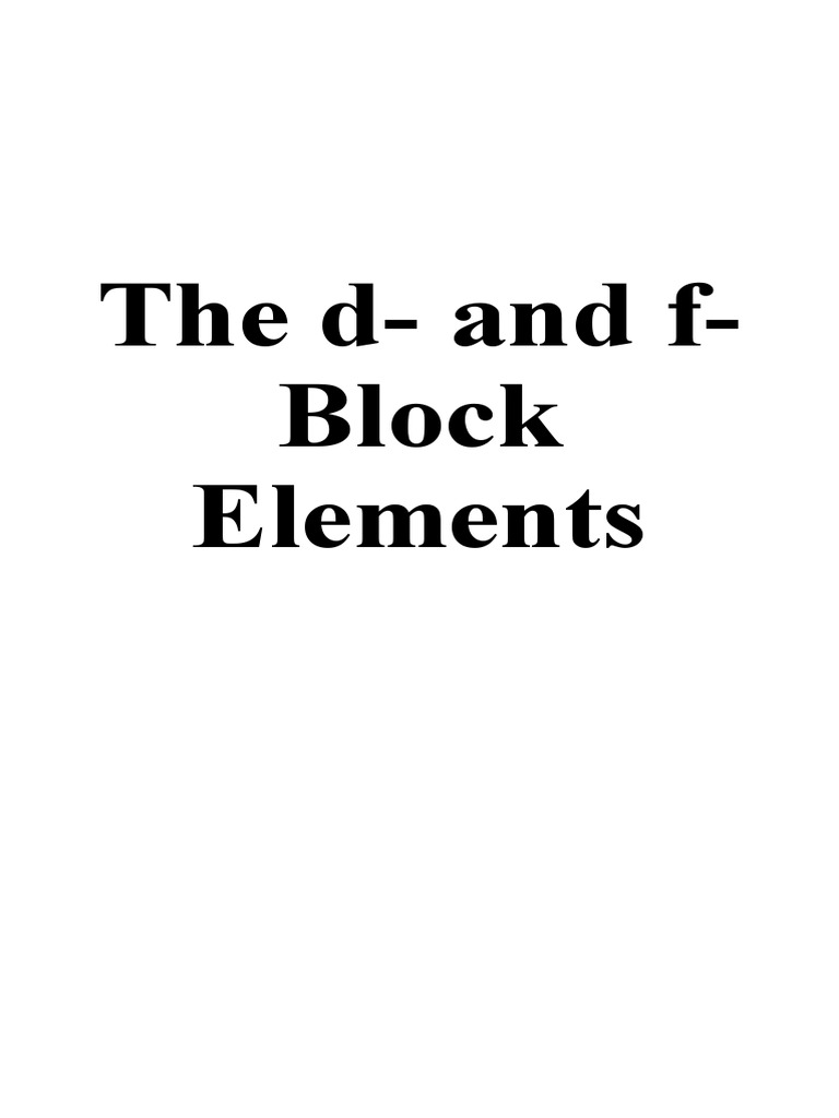 D & F Block Elements | PDF