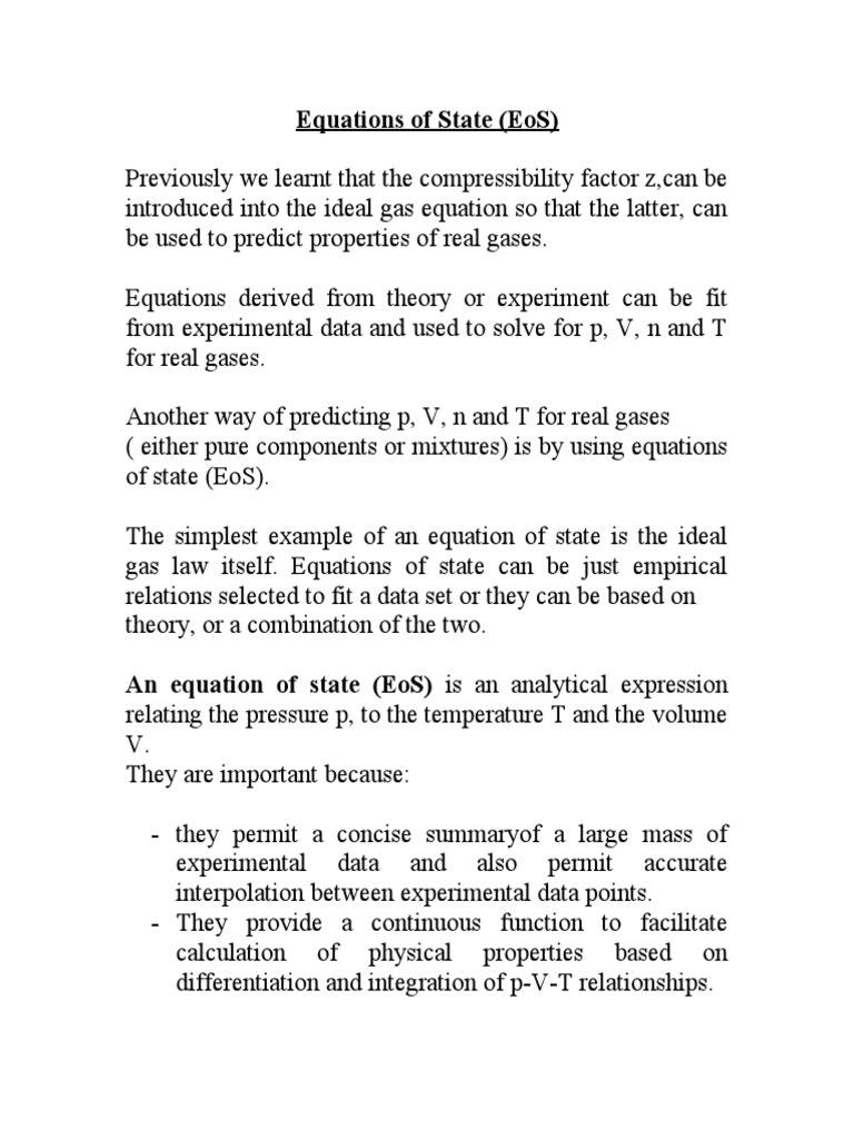 IPUE208b-Equations of State | PDF | Gases | Materials Science