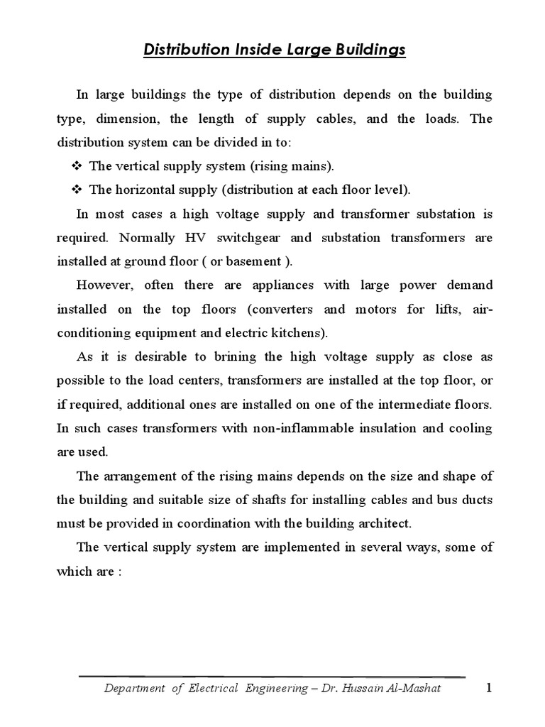 Distribution Inside Large Buildings: Department of Electrical ...