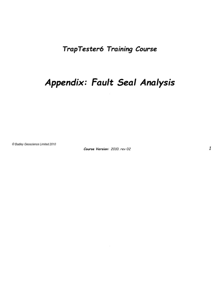 Appendix: Fault Seal Analysis: Traptester6 Training Course | PDF ...