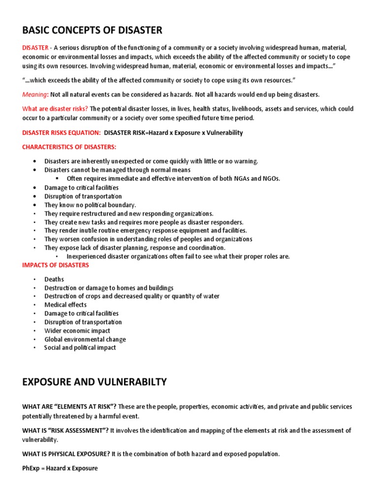 Basic Concepts of Disaster: Meaning | PDF | Hazards | Disaster Risk ...