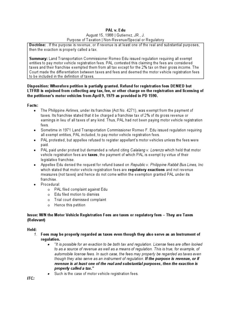 Revenue Is at Least One of The Real and Substantial Purposes, Then The ...