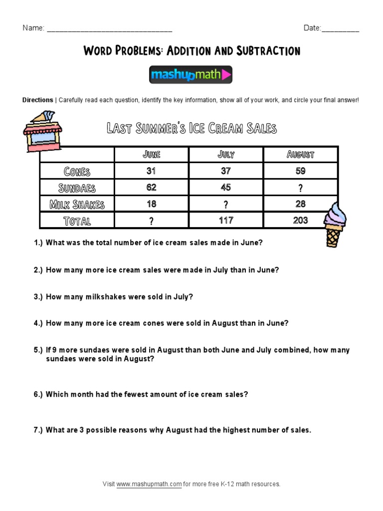 Word Problems: Addition and Subtraction | PDF