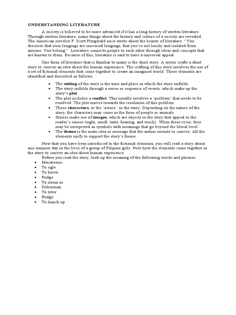 Understanding Literature | PDF | Plot (Narrative) | Idea