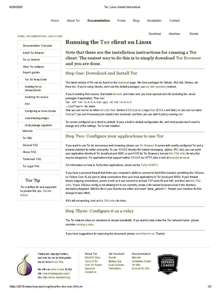 Tor - Linux Install Instructions | PDF | Tor (Anonymity Network) | Linux