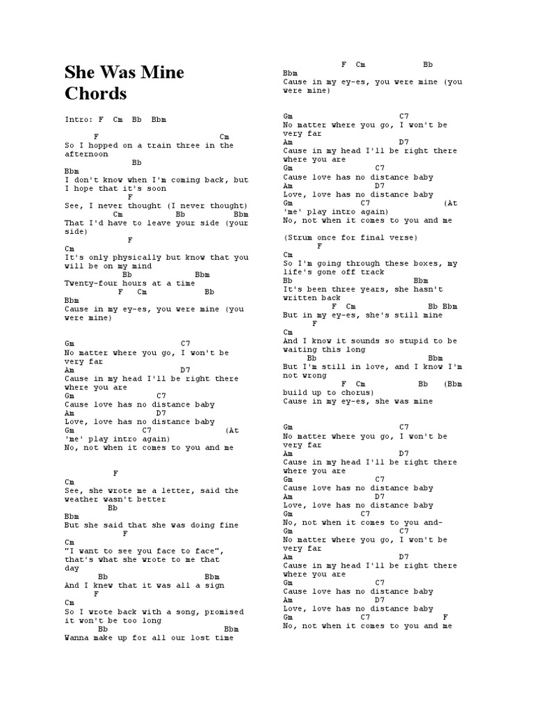 She Was Mine Chords | PDF | Song Structure | Recorded Music