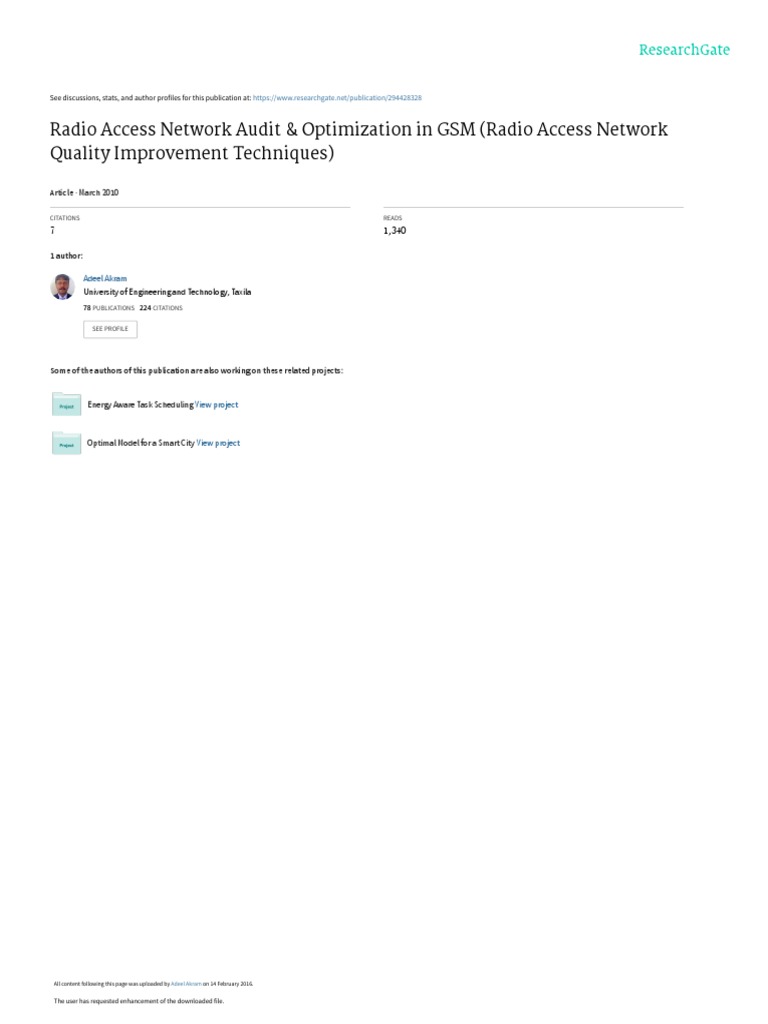Radio Access Network Audit & Optimization in GSM (Radio Access Network ...