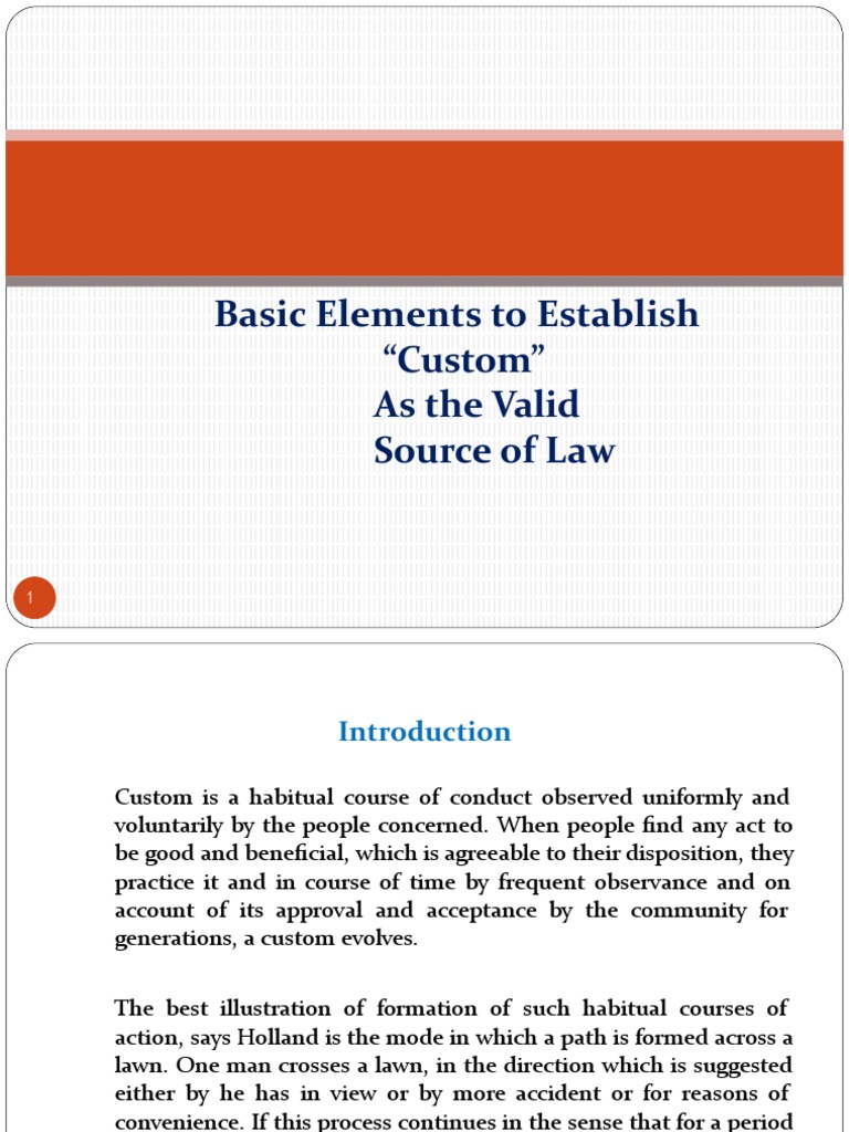 Custom As A Source of Law | PDF | Jurisprudence | Reason