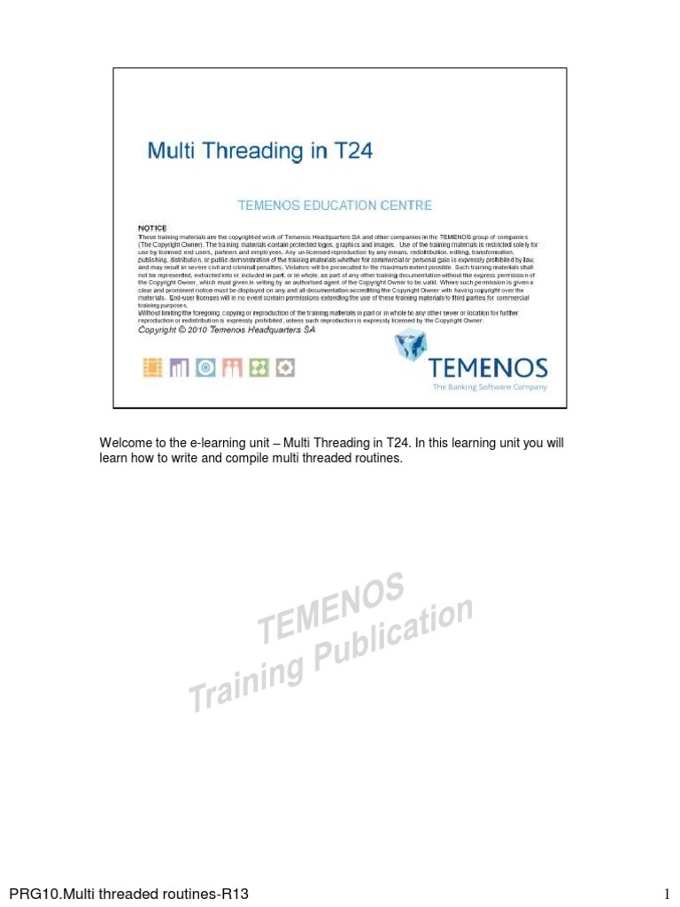PRG10.Multi Threading in T24-R13 | PDF | Subroutine | Thread (Computing)