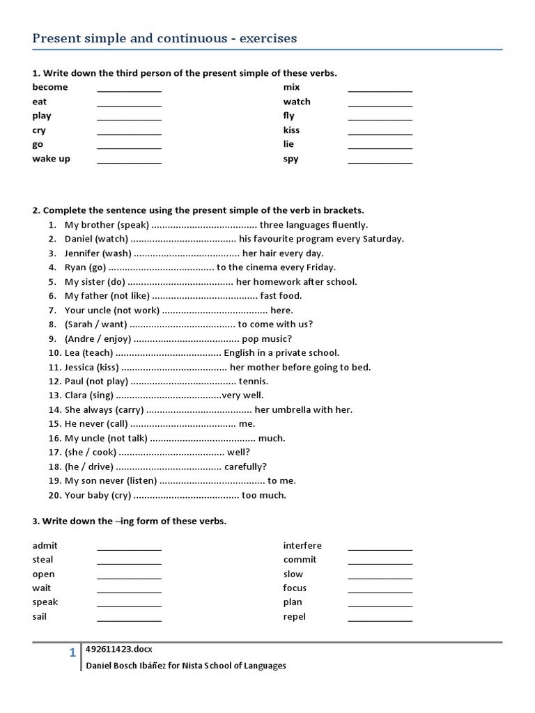 ENG - Present Simple Third Person | PDF | Morphology | Cognition