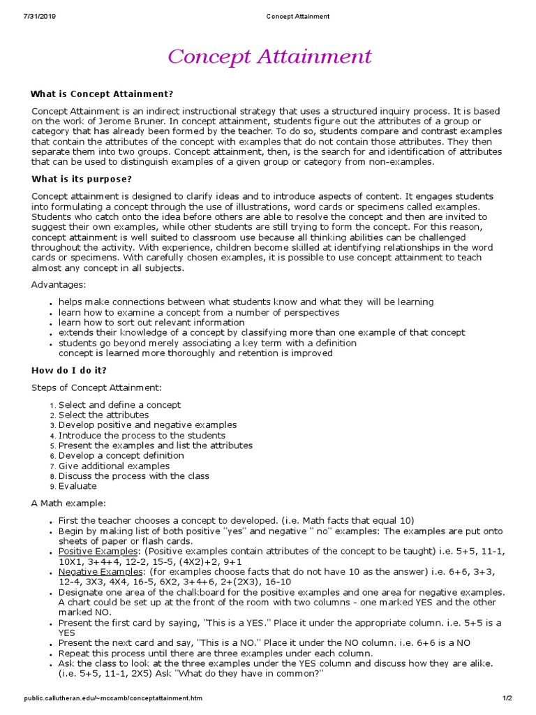 What Is Concept Attainment? | PDF | Concept | Idea