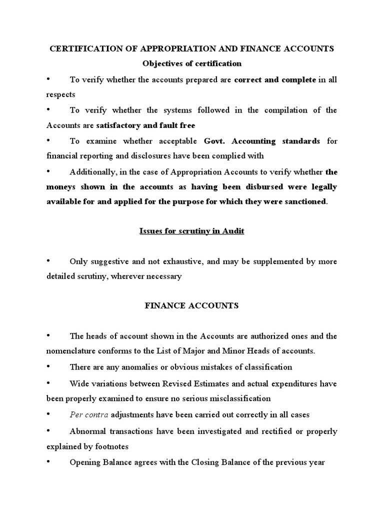 Finance and Appropriation Accounts | PDF | Audit | Financial Statement