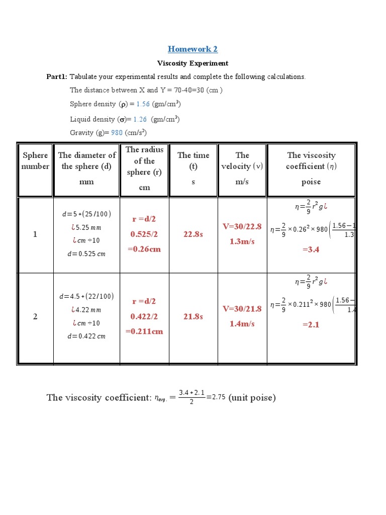 Viscosity Experiment Results and Analysis | PDF | Viscosity | Soft Matter