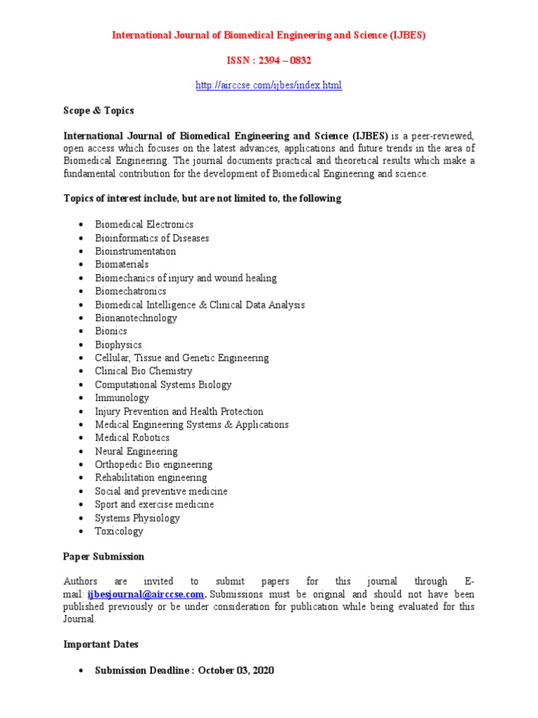 Biomedical Engineering Journal Submission | PDF