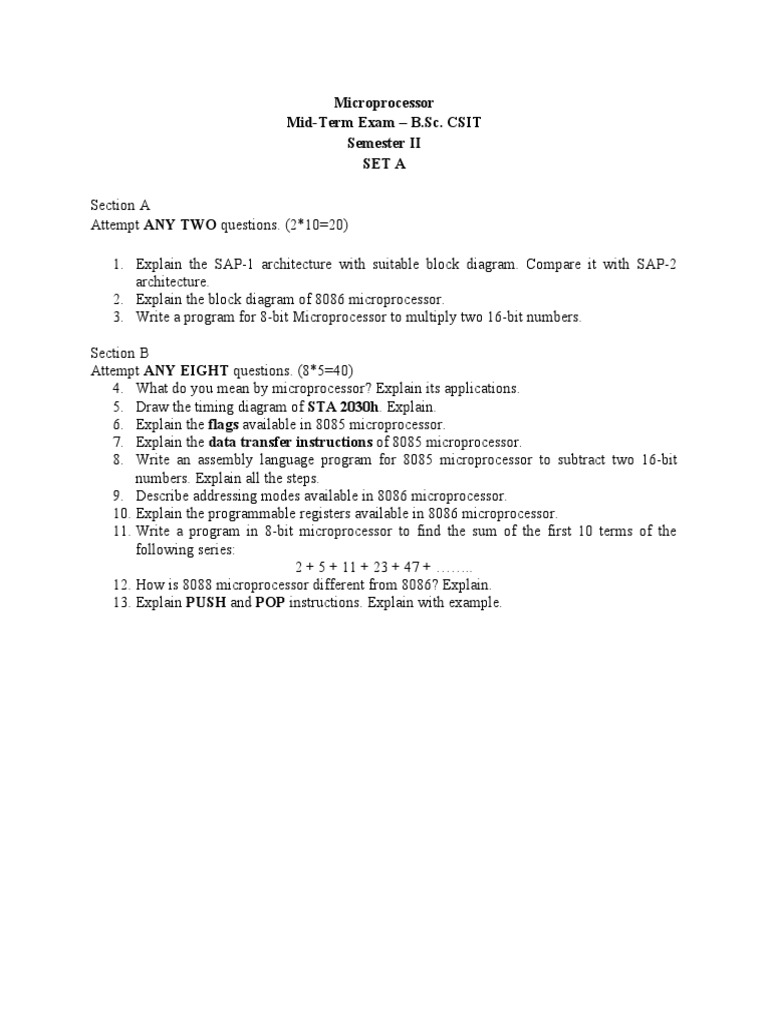 MP - Mid Term - CSIT II - Swastik - SET A | PDF