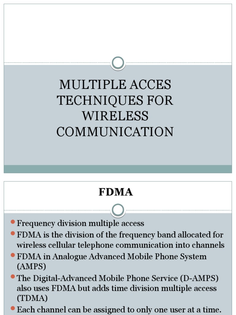 Multiple Acces Techniques For Wireless Communication | PDF | Channel Access Method | Cellular ...