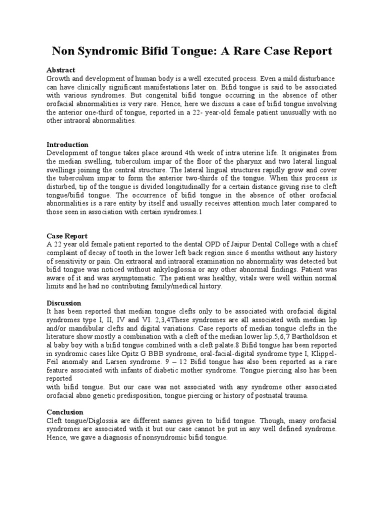 Non Syndromic Bifid Tongue | Download Free PDF | Tongue | Medical ... Non Syndromic Bifid Tongue | Download Free PDF | Tongue | Medical ...