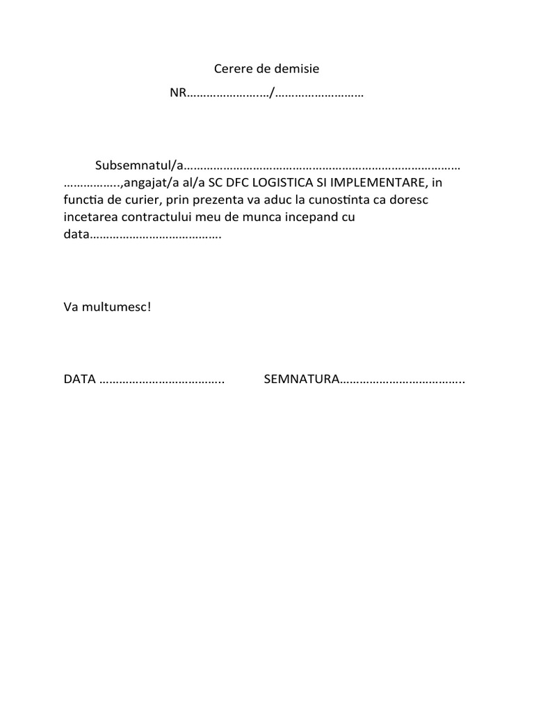 Cerere de Demisie | PDF