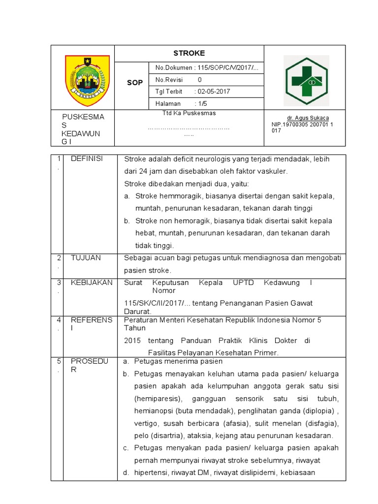 SOP Penanganan Pasien Stroke | PDF