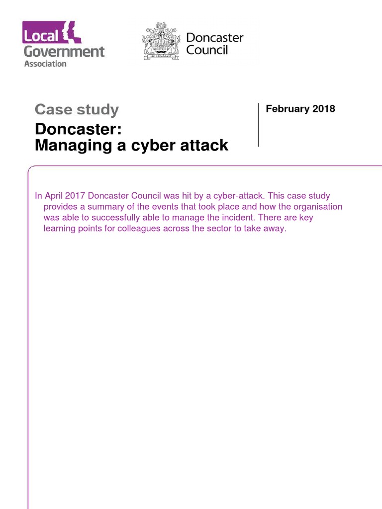 Doncaster - Cyber Security Case Study Final | PDF | Ransomware ...