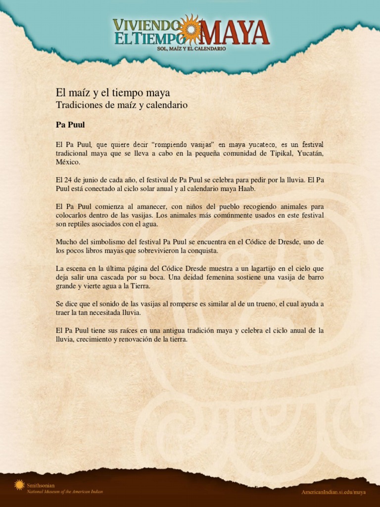 La conexión entre el festival maya Pa Puul, el calendario y la lluvia | PDF